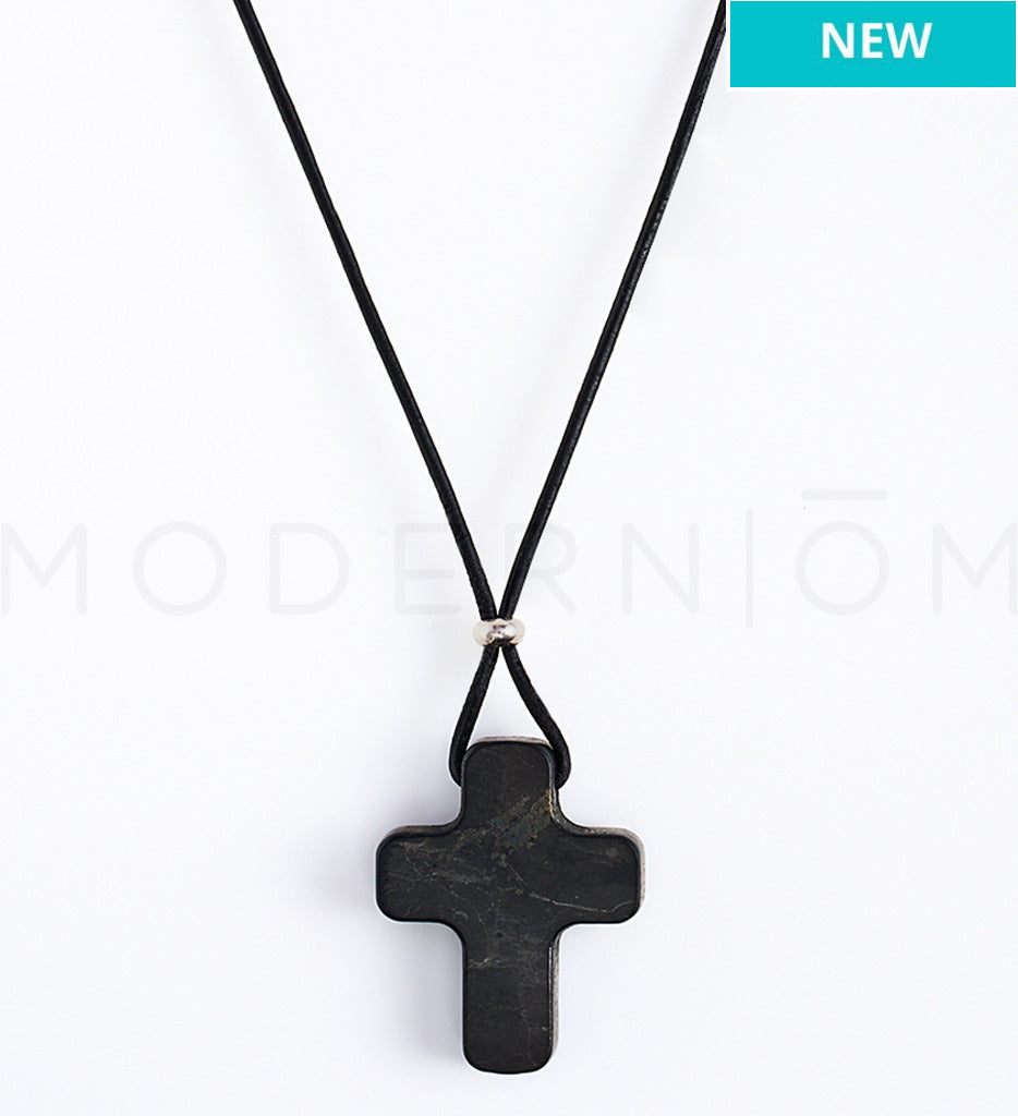 Shungite CROSS Necklace – Modern ŌM