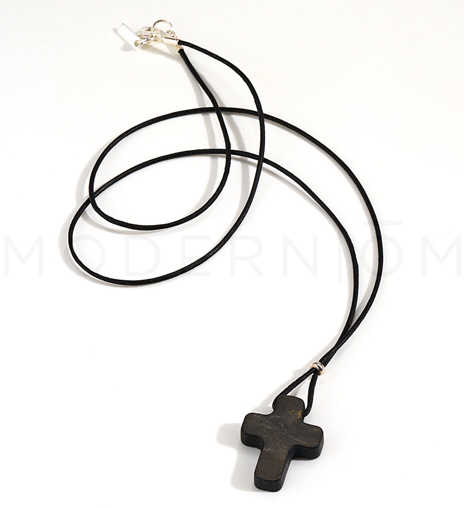 Shungite CROSS Necklace – Modern ŌM